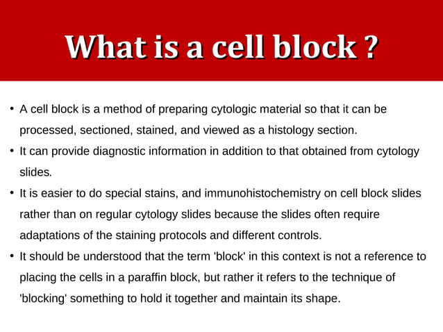 Cell block in cytology | PPT
