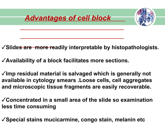 Cell block in cytology