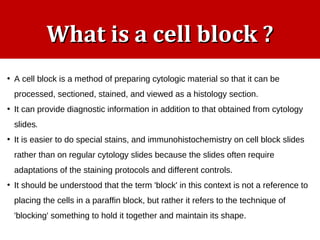 Cell block in cytology | PPT