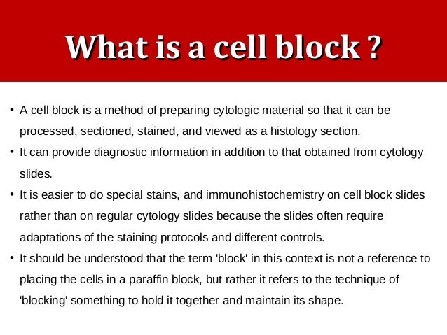 Cell block in cytology