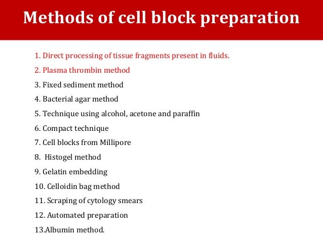 Cell block in cytology