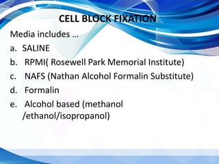 CELL BLOCK PREPARATION AND ITS IMPORTANCE | PPTX