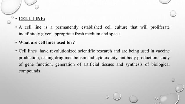CHARACTERISATION OF CELLS LINES | PPTX | Biological Sciences | Science