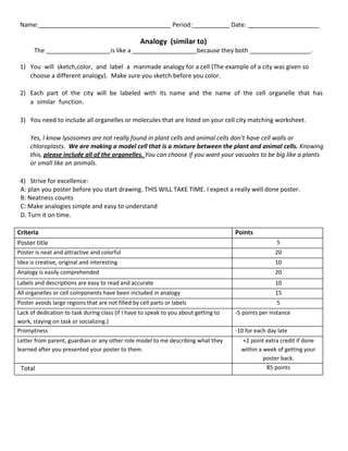 Cell city worksheet | DOCX