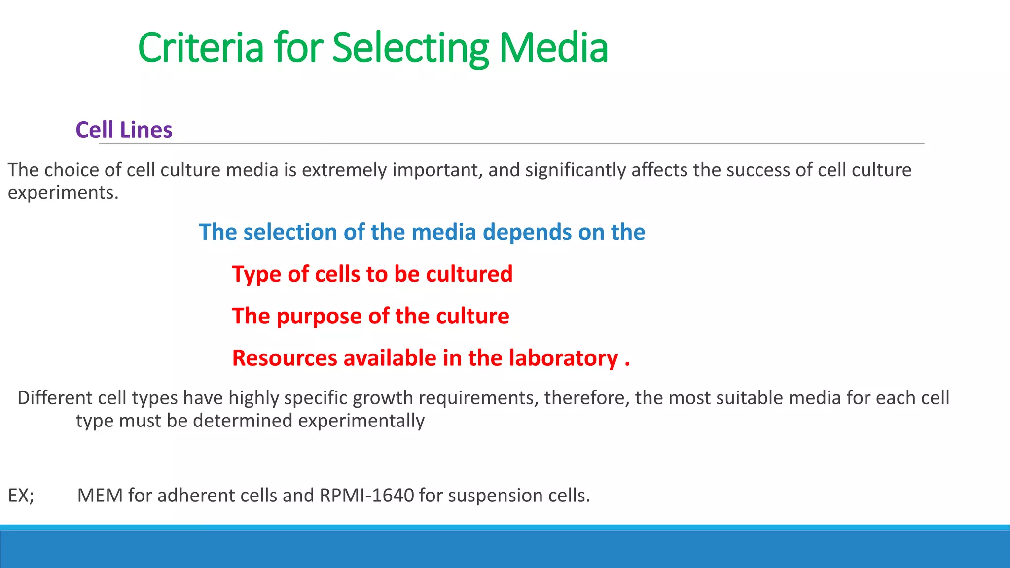 Cell culture, Different type of cell culture media, types of media | PPTX
