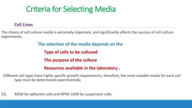 Cell culture, Different type of cell culture media, types of media | PPTX