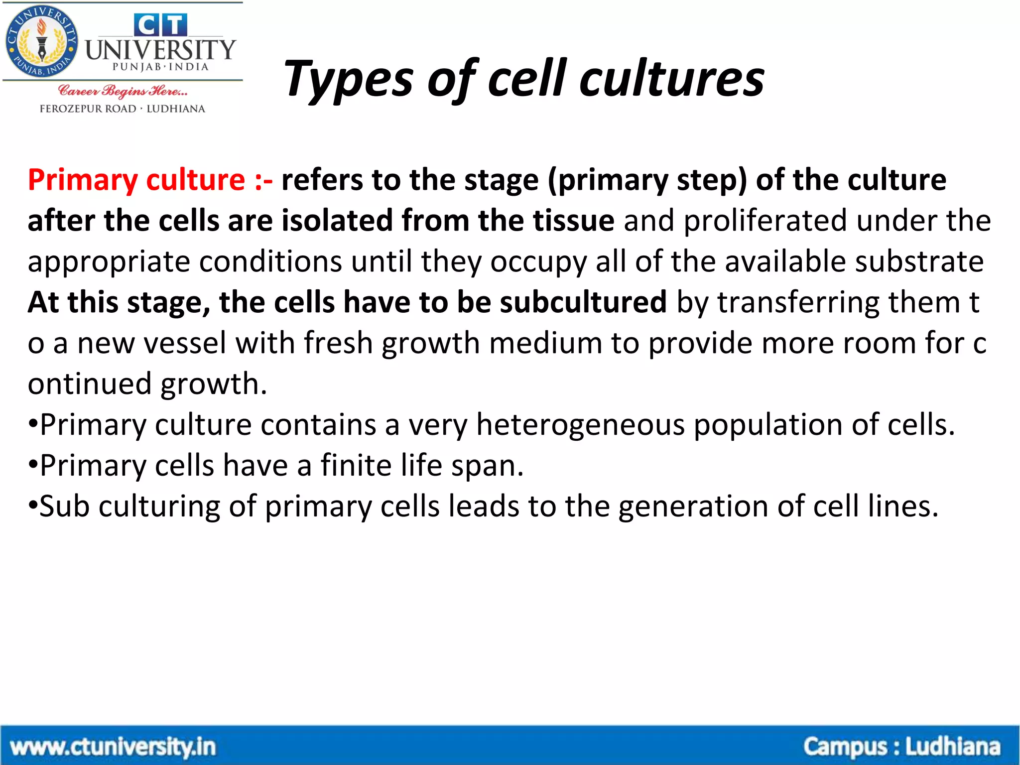 Cell culture and its types | PPTX