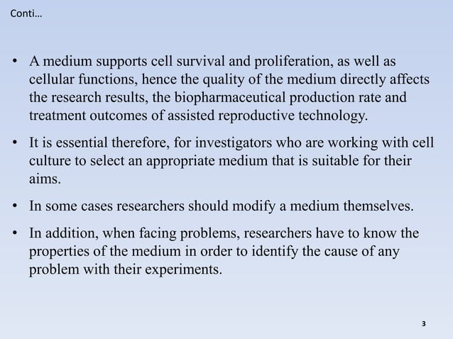 Cell culture media | PPTX | Biological Sciences | Science