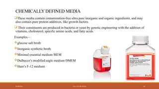 CELL CULTURE TECHNIQUES- CELL CULTURE MEDIA | PPTX