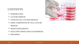 CELL CULTURE TECHNIQUES- CELL CULTURE MEDIA | PPTX