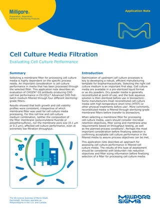 Cell Culture Media Filter