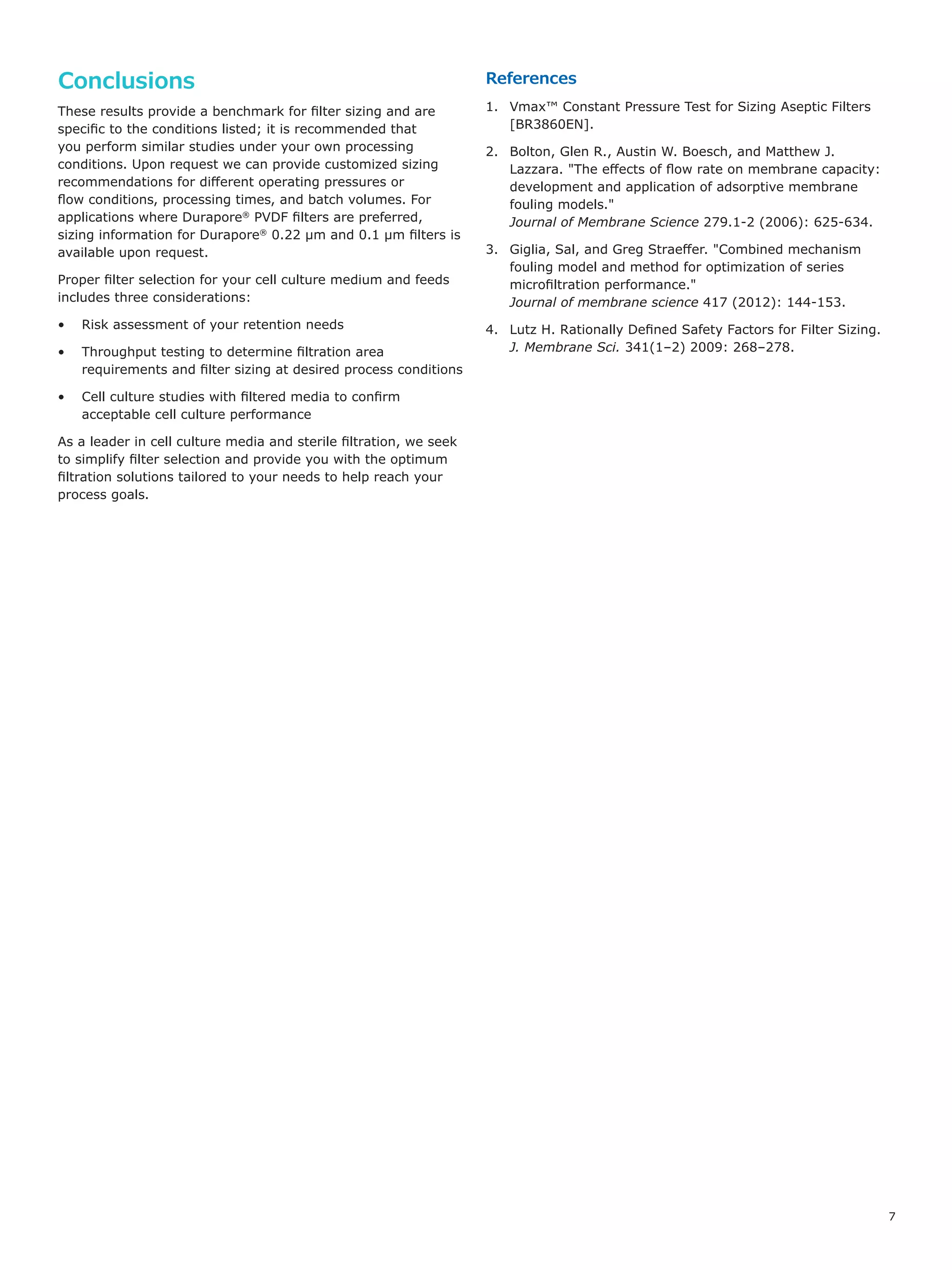 Cell Culture Media Filtration – Filter Selection and Sizing | PDF
