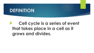 CELL CYCLE with diagrams Explanations cell | PPT