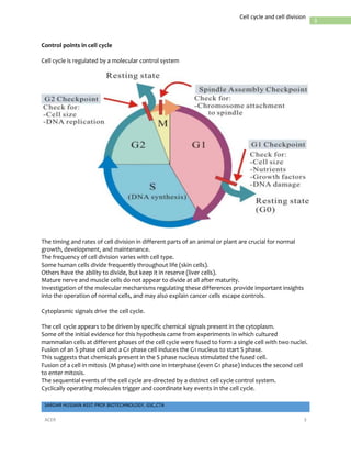 Cell cycle and cell division | PDF
