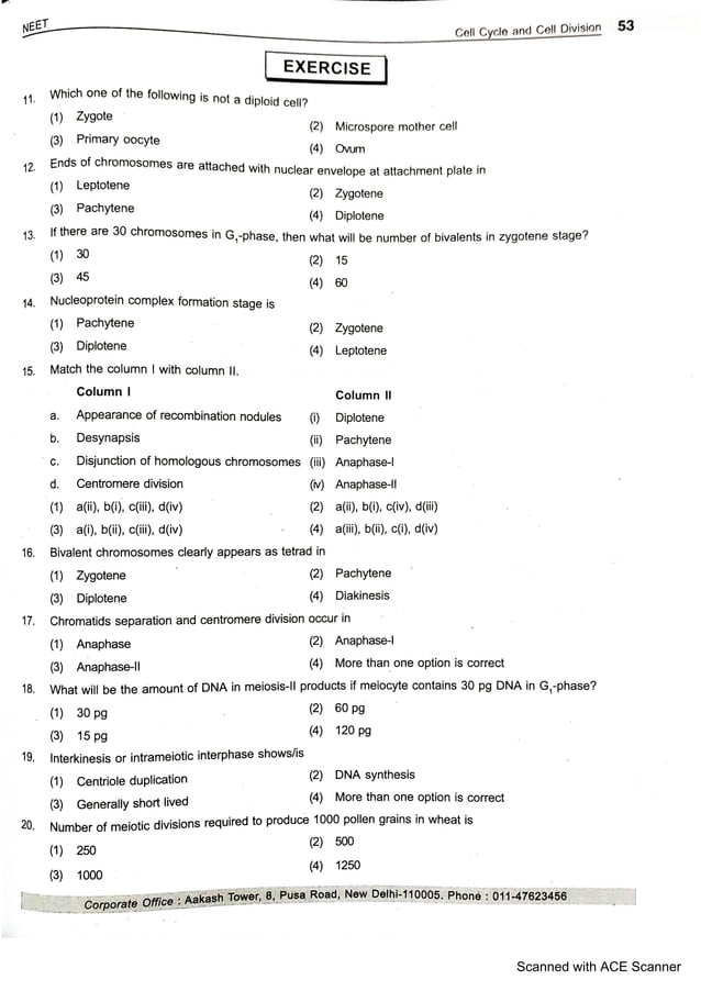 cell cycle and division.pdf aakash module | PDF