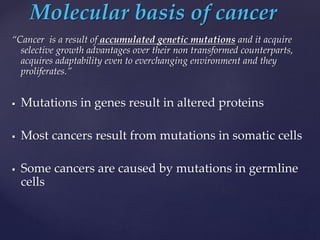 Cell cycle and molecular basis of cancer. | PPTX