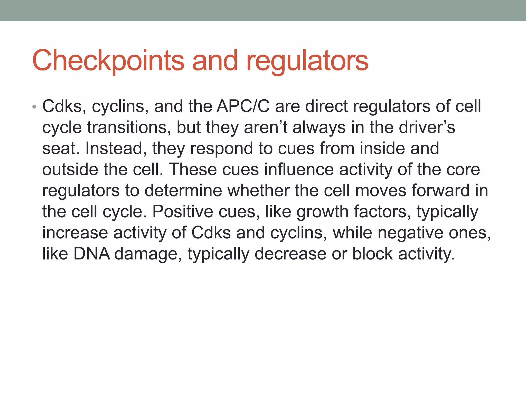 Cell cycle checkpoints and Regulation | PPTX