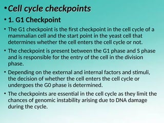 Cell cycle,cell cycle checkpoint and control | PPT