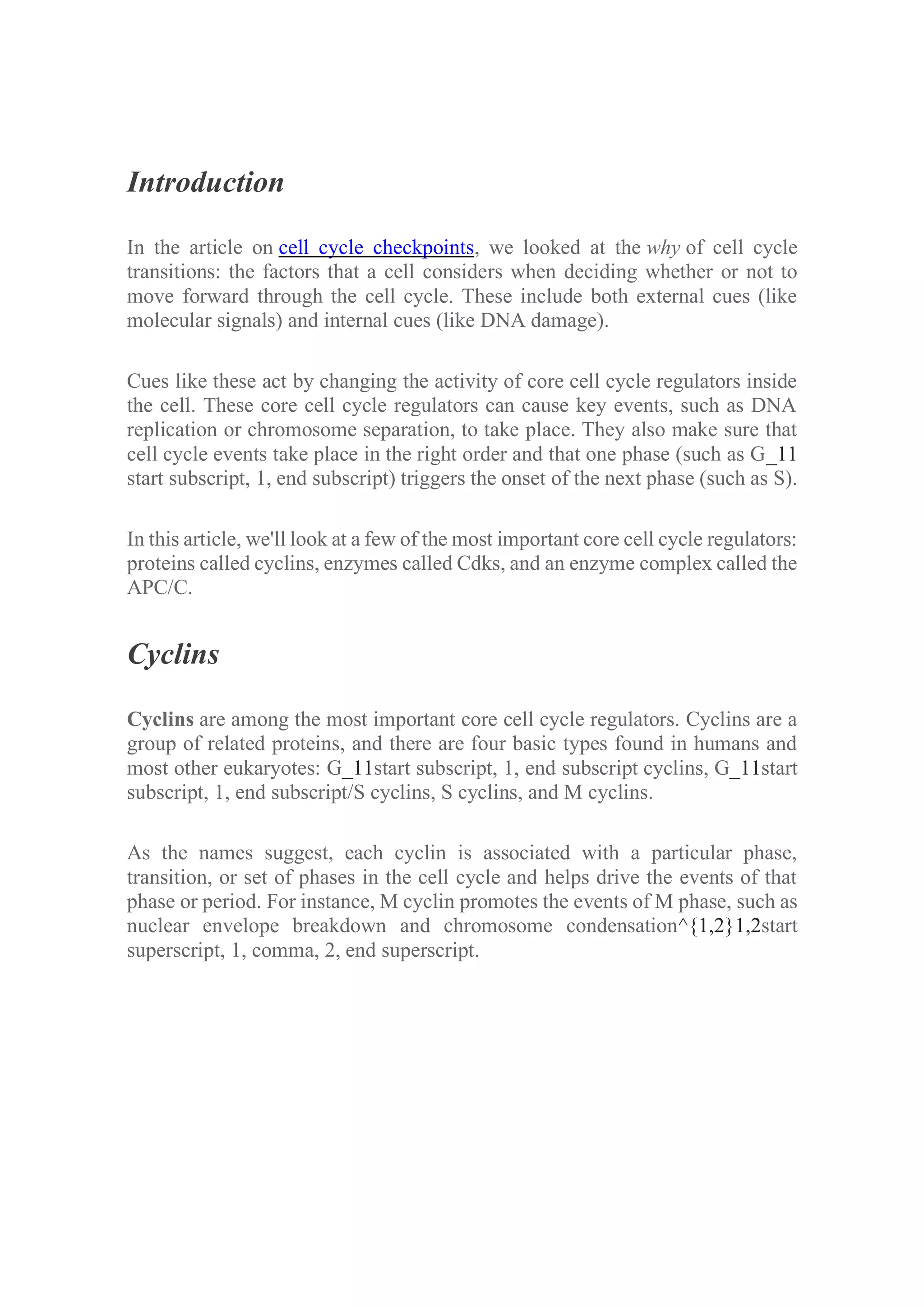 Cell cycle regulators | PDF