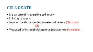 Cell death - Necrosis, apoptosis, autolysis, cellular aging | PPTX