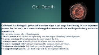 Cell death , Degeneration.pptx Cell Death cell Degeneration cell ...