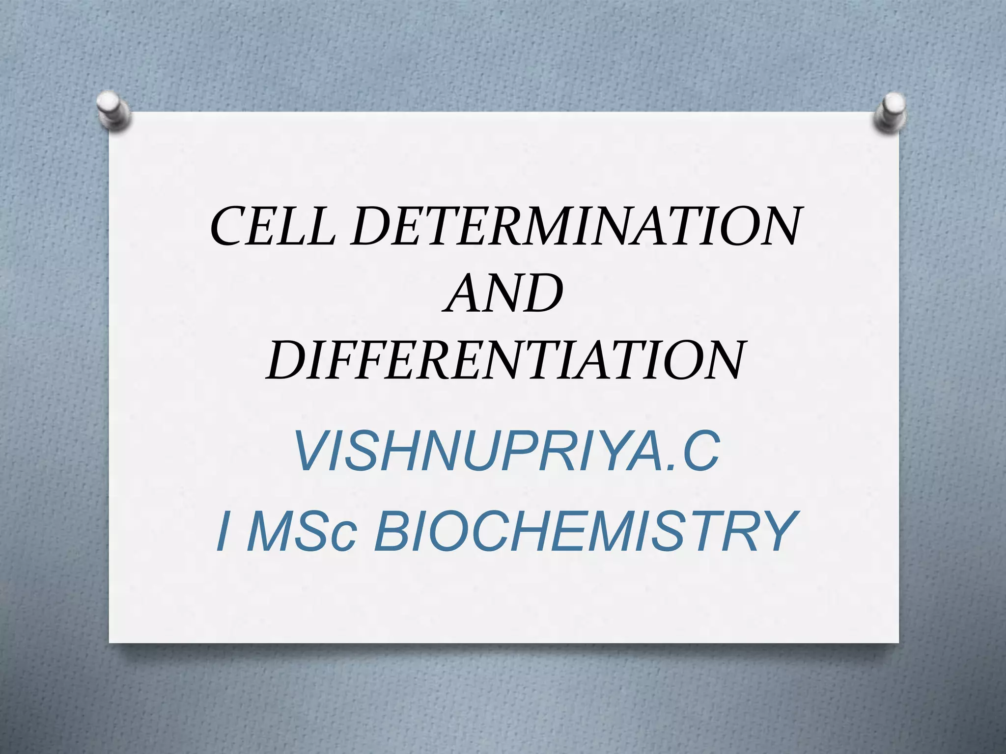 Cell determination and differentiation | PPT