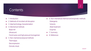 Cell disruption methods | PPTX | Biological Sciences | Science