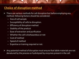 Cell disruption ppt | PPTX