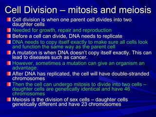 Cell division | PPT | Biological Sciences | Science