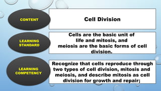 Cell Division: Cell Cycle, Mitosis and Meiosis | PPTX