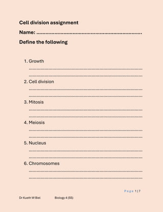 cell division assigment 2.pdf for easy boasting of nature | PDF