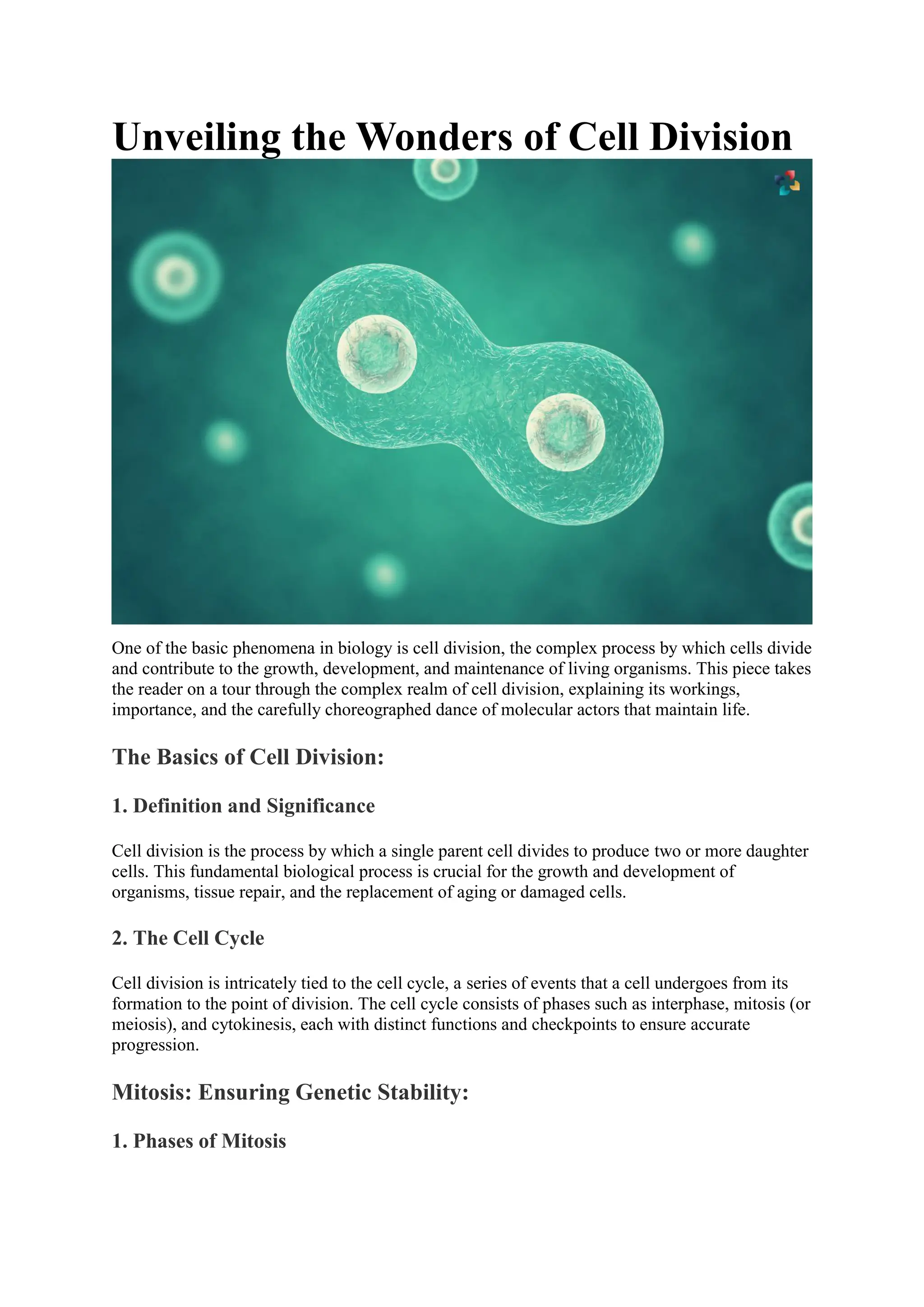 Cell Division: Mitosis, Meiosis & Cytokinesis | The Lifesciences ...