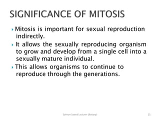 Cell Division (Mitosis & Meiosis) By Salman Saeed Lecturer Botany UCMS ...
