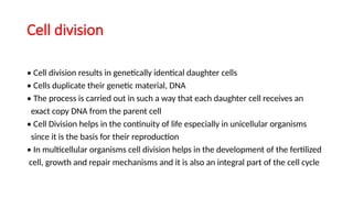 Developmental biology, cell biology, biology, cell division | PPTX