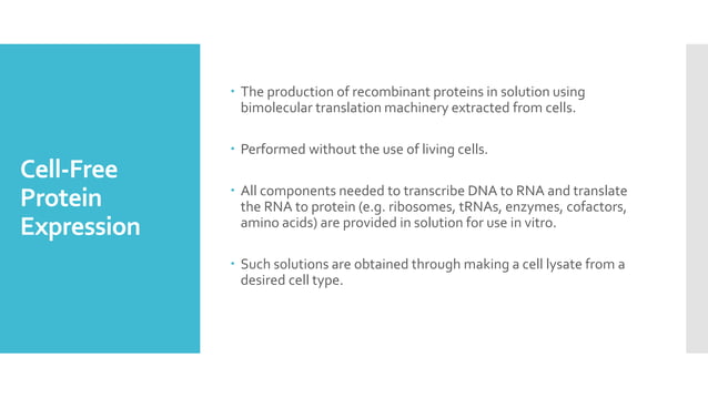 Cell free protein expression system | PPTX | Programming Languages | Computing