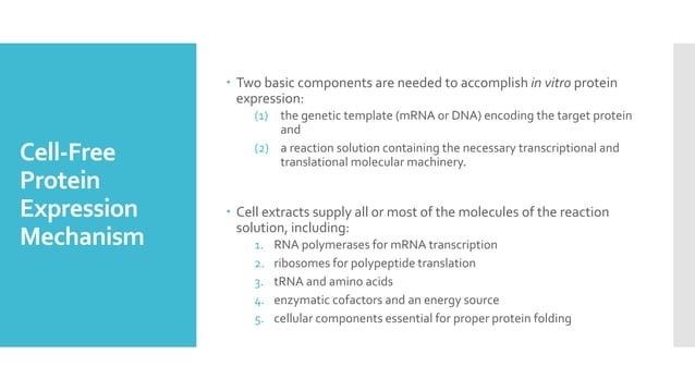 Cell free protein expression system | PPT Cell free protein expression system | PPT