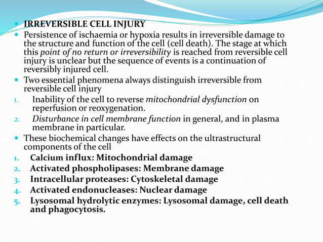 Cell injury, Etiology, Pathogenesis, & Morphology of cell Injury | PPTX