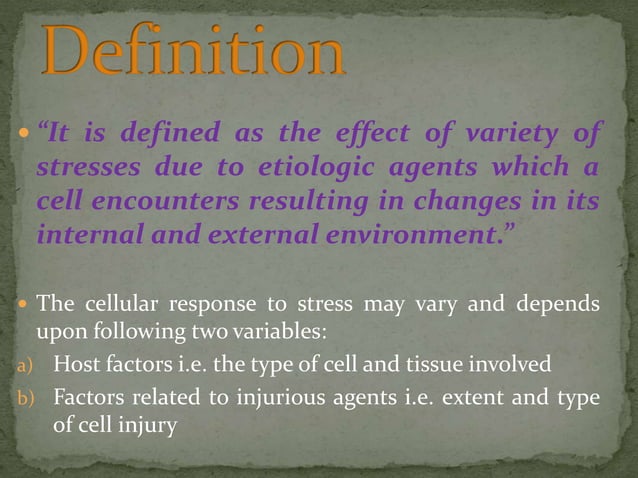 Cell injury etiology and pathogenesis | PPTX