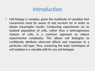 cell isolation and cell isolation methods | PPT