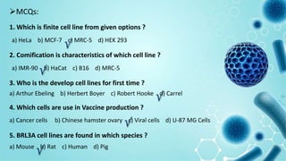 cell line description in detail by krishna | PPTX
