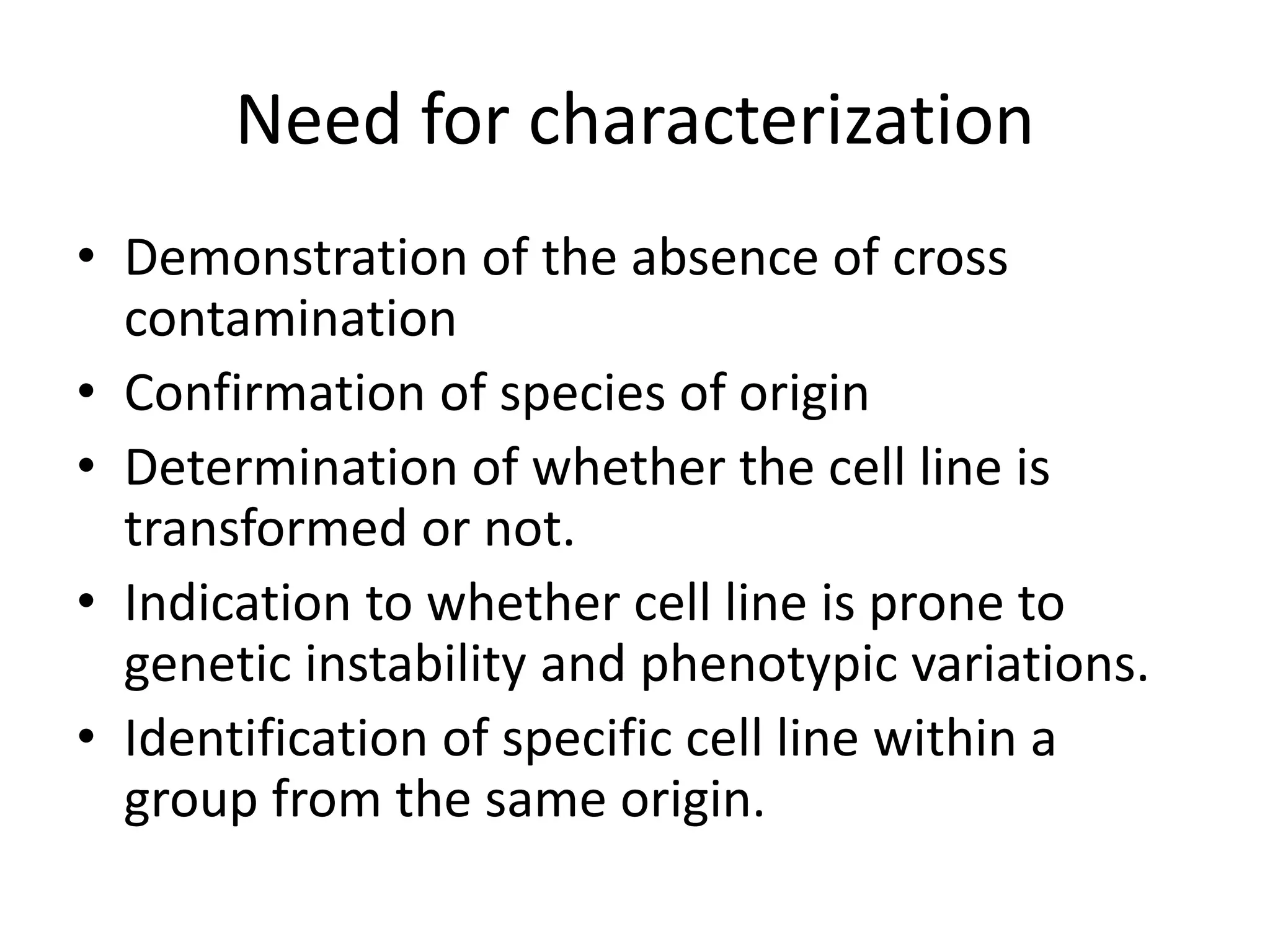Cell line characterisation | PPTX | Genetics | Science