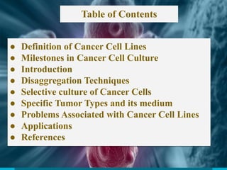 Cell lines: Cancerous Origin | PDF