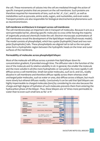 Cell membrane permeability and functions | PDF