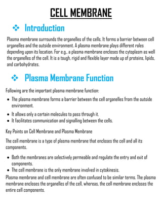Cell membrane theories | PDF