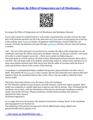 Cell Membrane Permeability | PDF