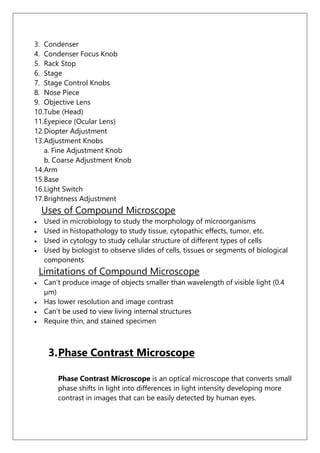 CELL MICROBIOLOGY AND MICROSCOPE TYPES | DOCX | Biological Sciences ...