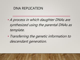 DNA REPLICATION - Cell & molecular biology | PPT