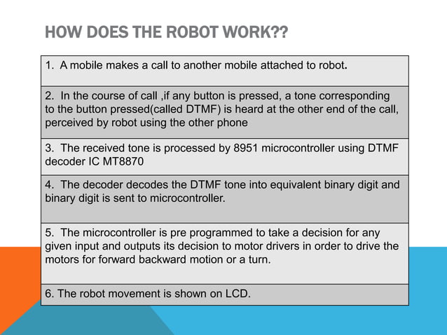 Cell operated land rover robot | PPT
