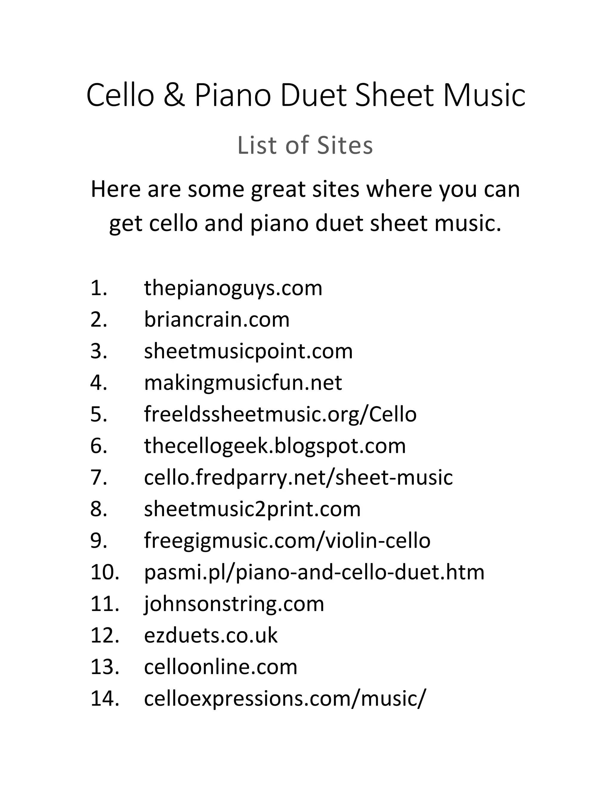 Cello piano duet sheet music | PDF