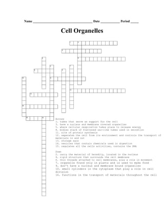 Biology - Cell organelle crossword puzzle & microscope review | DOC